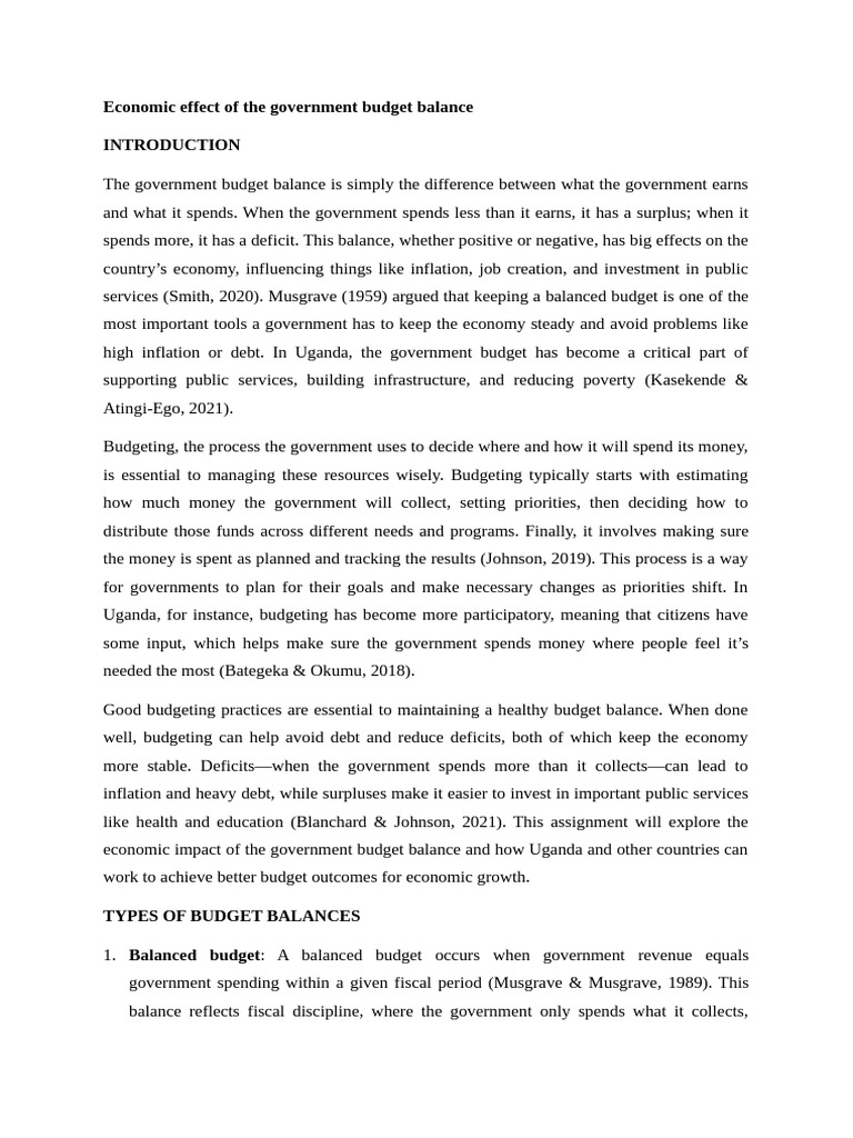 Economic Effect of The Government Budget Balance | PDF | Government ...