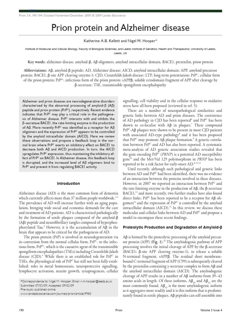 Katherine and Nigel - 2009 - Prion Protein and Alzheimer Disease ...
