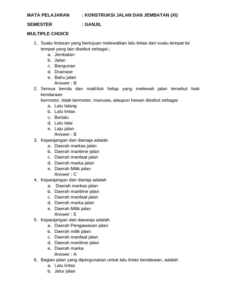 Soal Pas KJJ Kelas 11 Ganjil Tahun 2022 | PDF