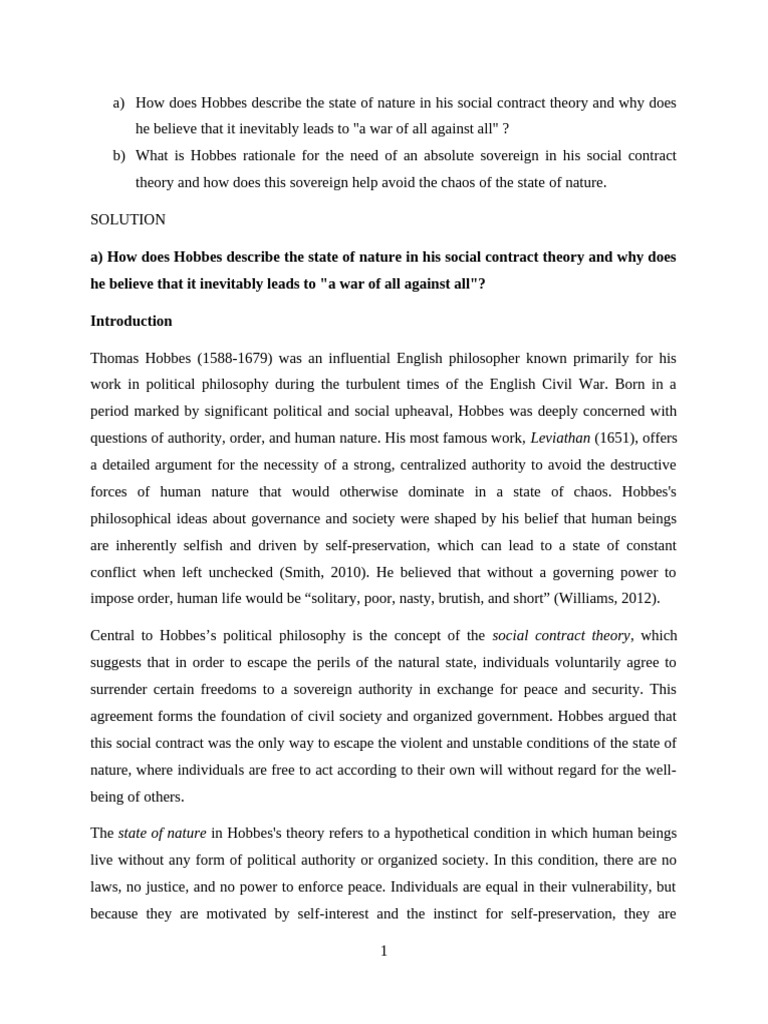Hobbes' Social Contract Theory | PDF | Social Contract | Punishments