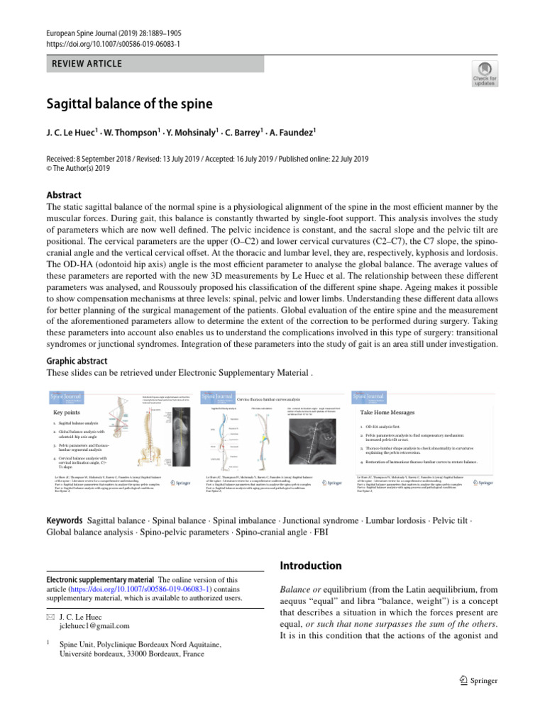 Sagittal Balance of The Spine - Le Huec Et Al.2019 | PDF | Pelvis ...