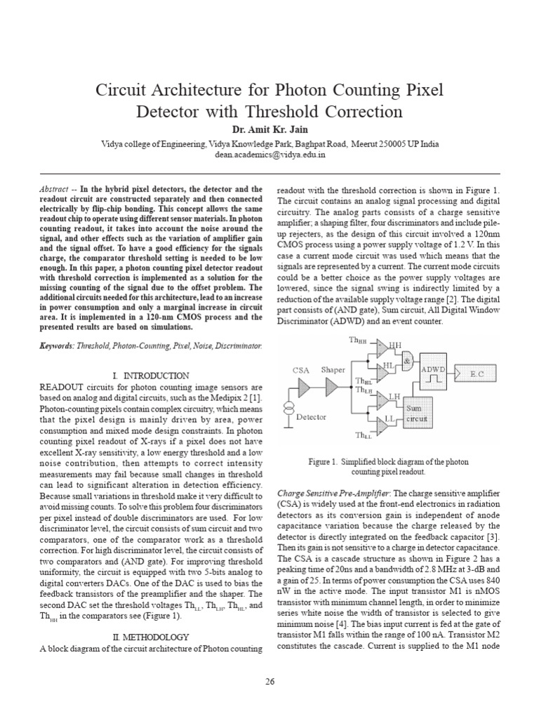 2006 - Circuit Architecture For Photon Counting Pixel Etector With Threshold Correction | PDF ...