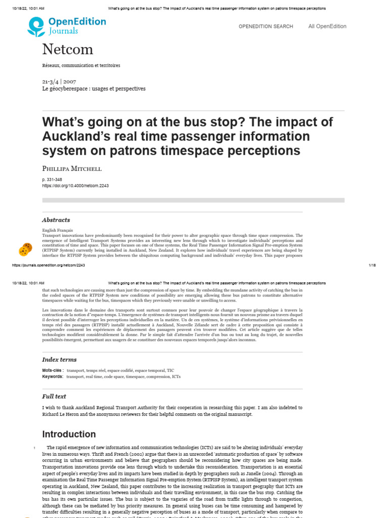 What's Going On at The Bus Stop - The Impact of Auckland's Real Time ...