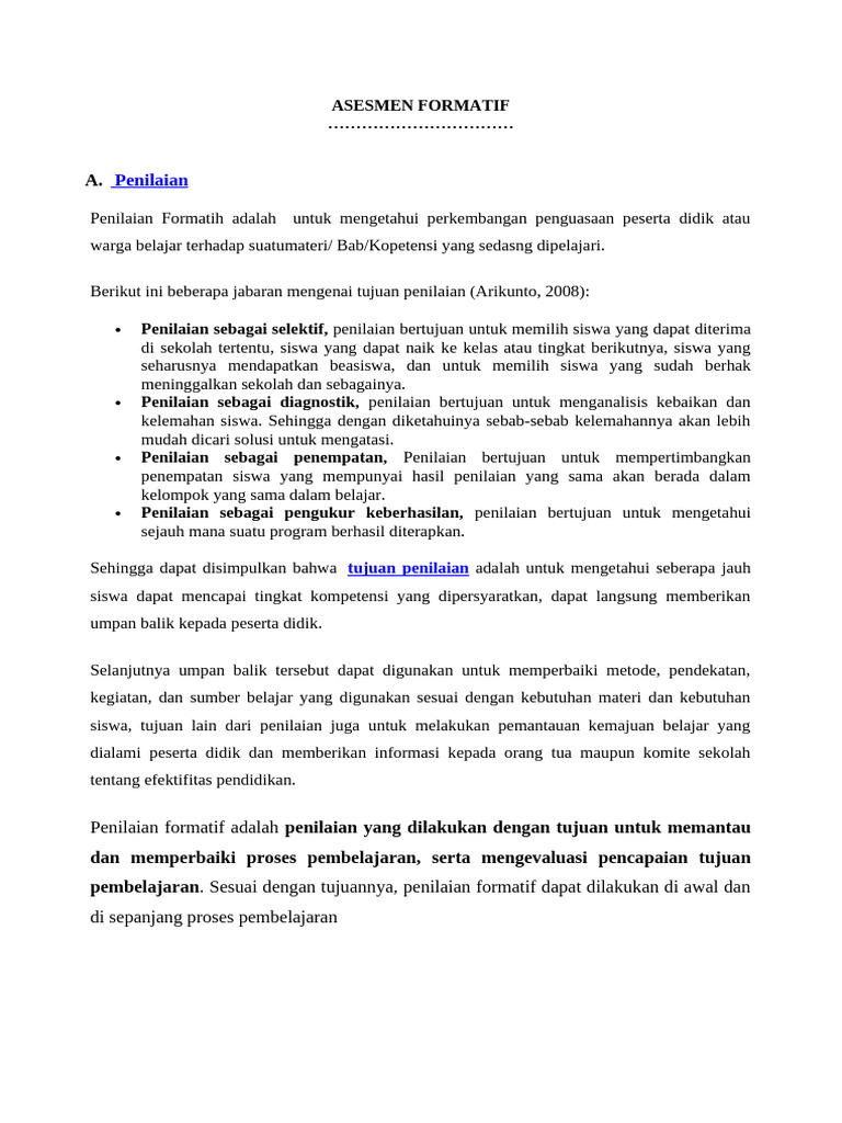 Panduan Asesmen Formatif dan Sumatif | PDF