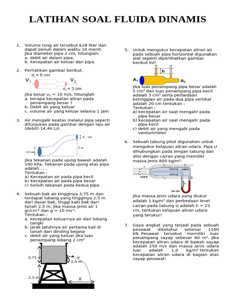 Latihan Soal Fluida Dinamis | PDF | Sains & Matematika