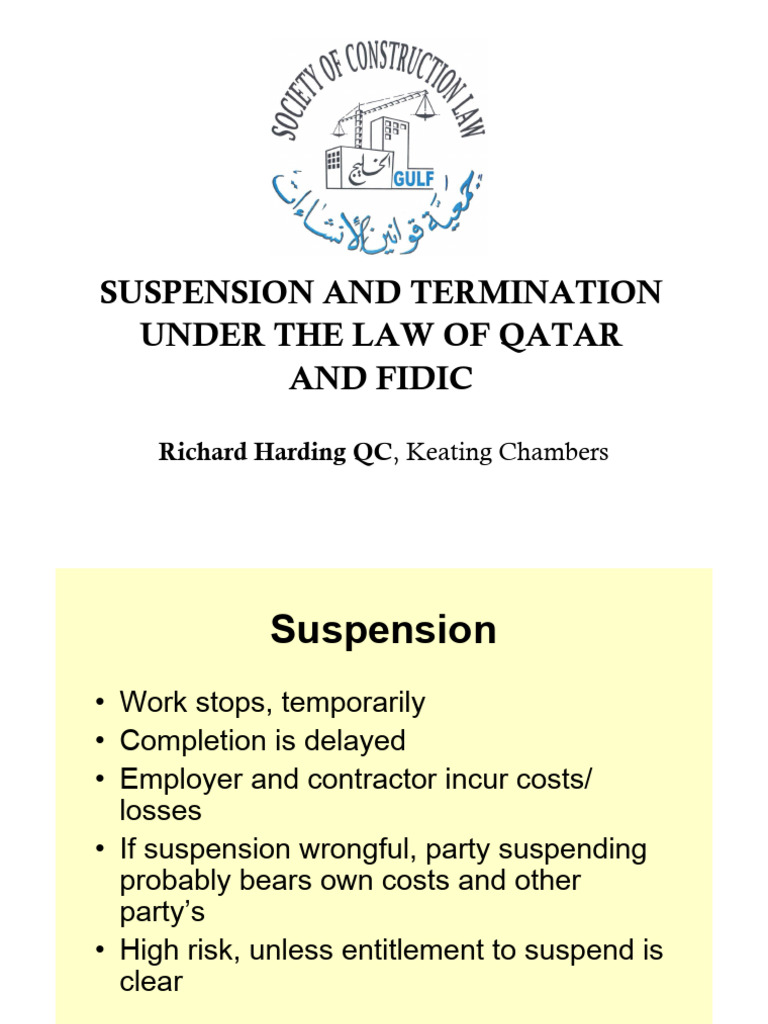 Suspension - Termination (Qatar) - Harding | PDF | Breach Of Contract | Employment