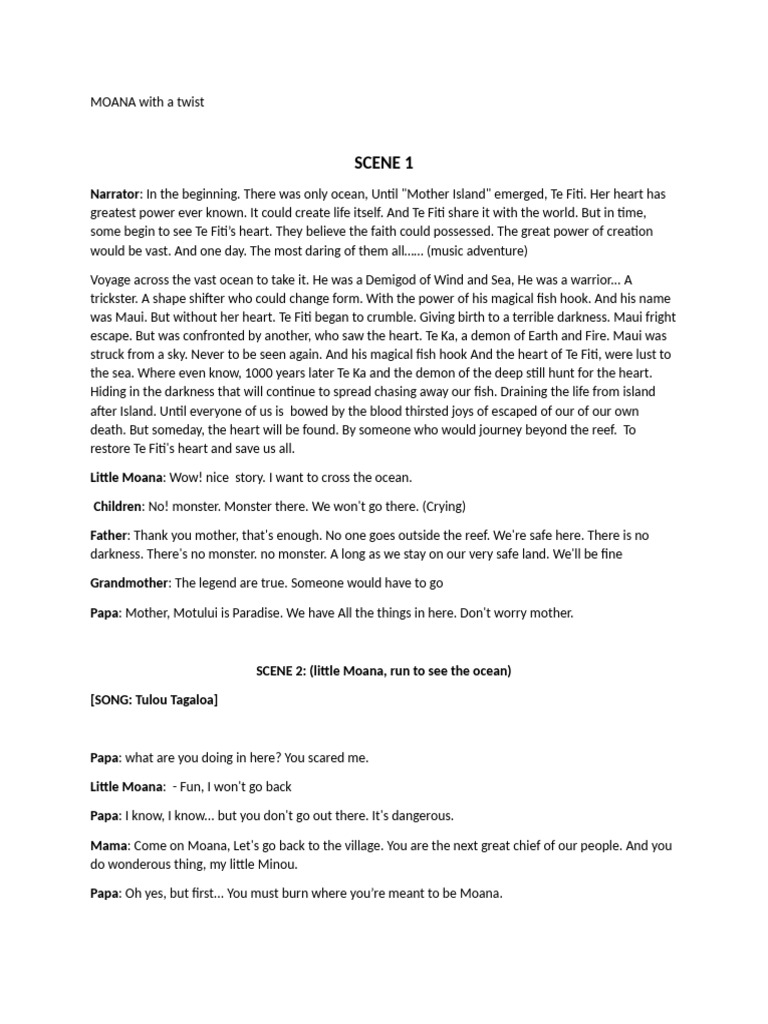 MoanaWithATwist Script | PDF | Moana (2016 Film) | Maui