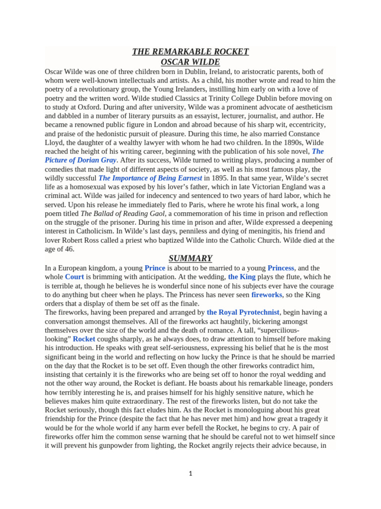 Short Stories Remarkable Rocket | PDF | Oscar Wilde | Mark Twain