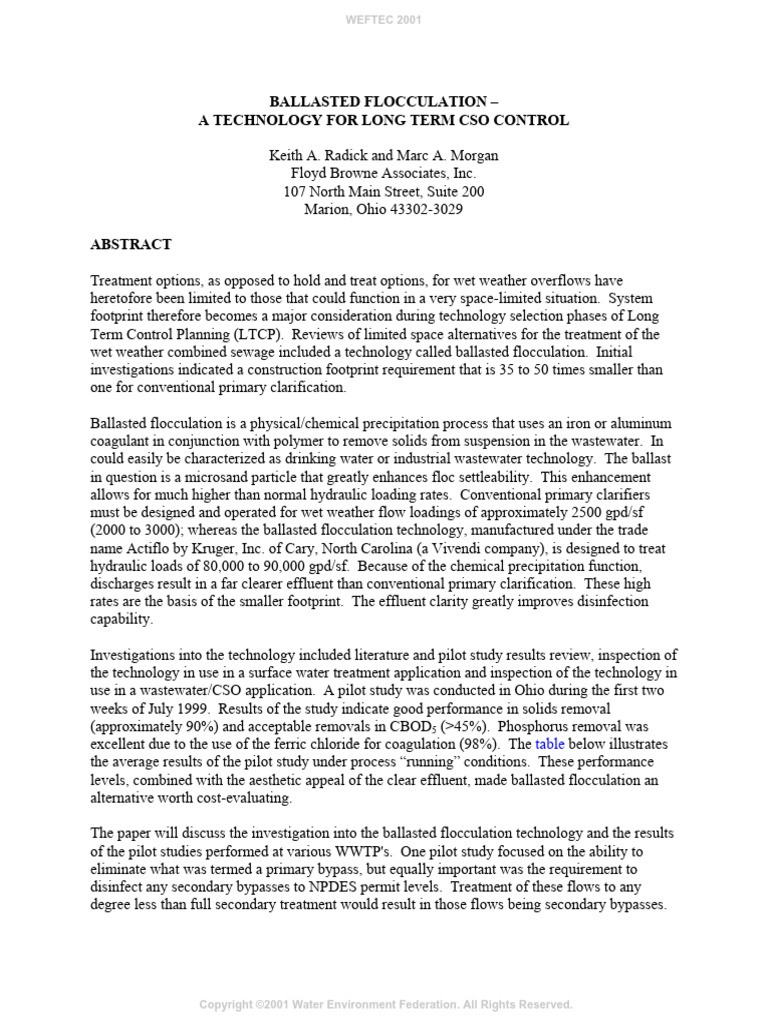 Ballasted Flocculation - A Technology | PDF | Sewage Treatment ...