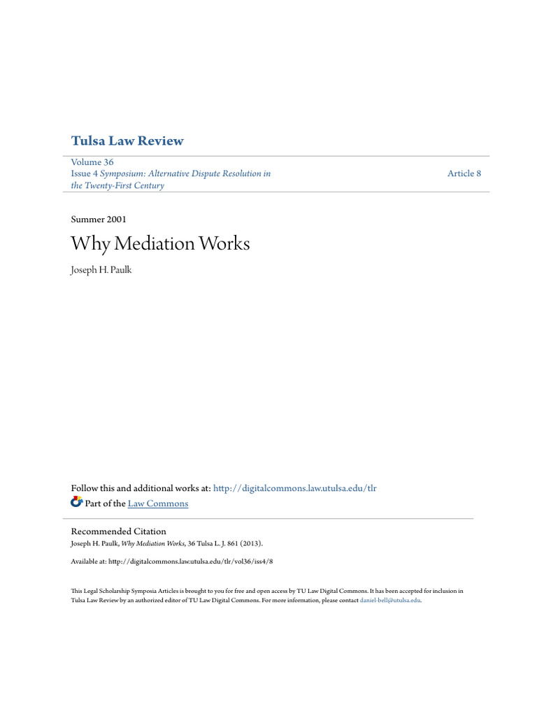 Why mediation works | PDF | Mediation | Lawsuit