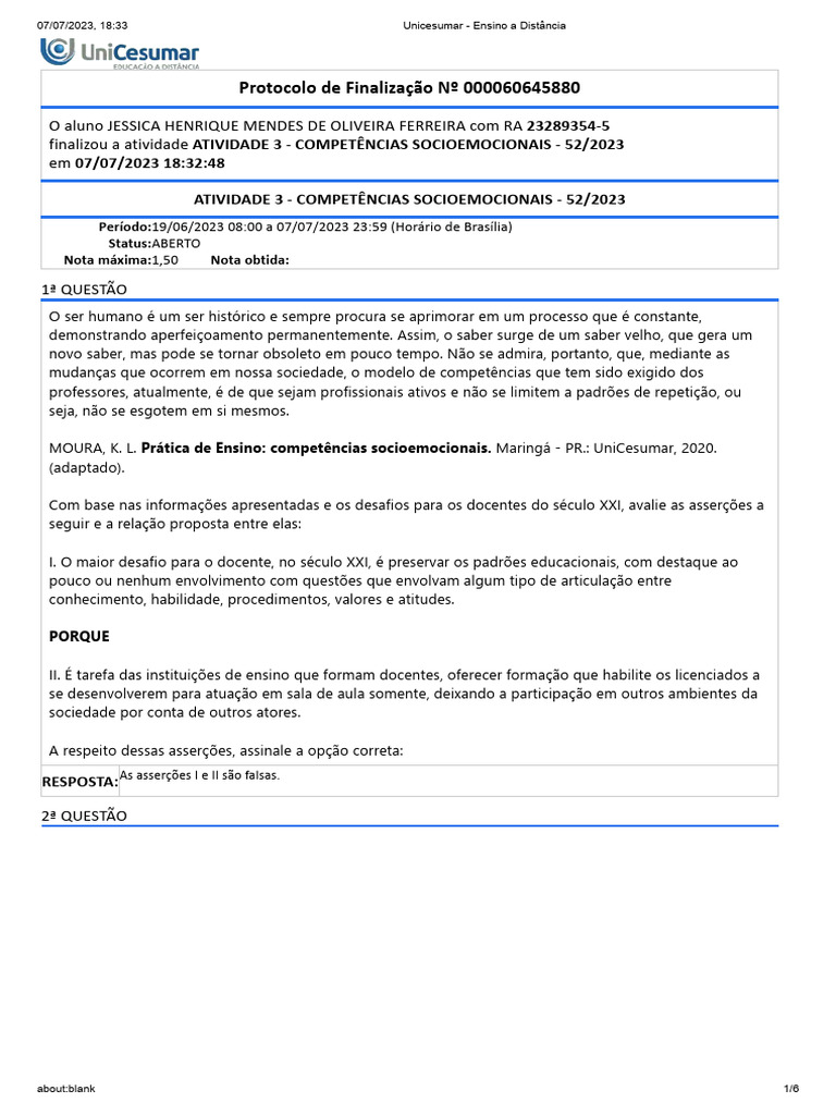 Unicesumar - Ensino A Distância | PDF | Aprendizado | Educação à distância