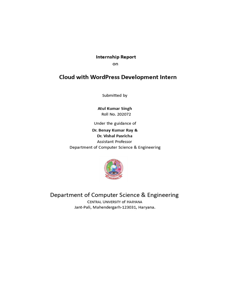 Cloud WordPress Development Internship Report | PDF | Cloud Computing ...