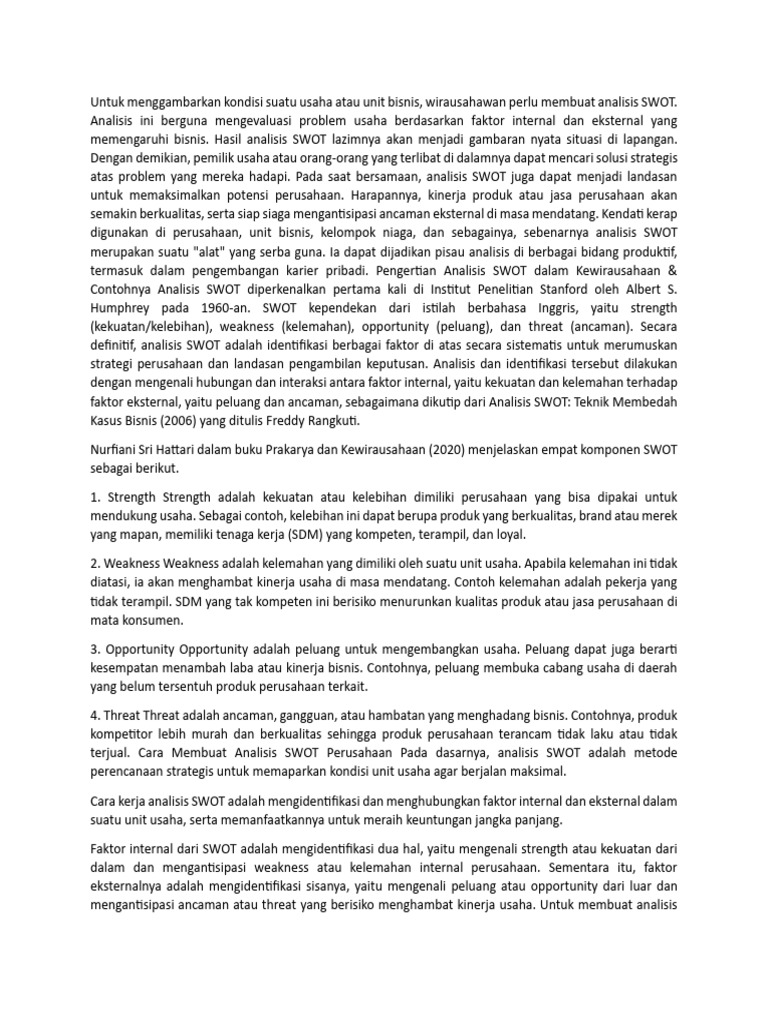 Untuk Menggambarkan Kondisi Suatu Usaha Atau Unit Bisnis | PDF | Bisnis
