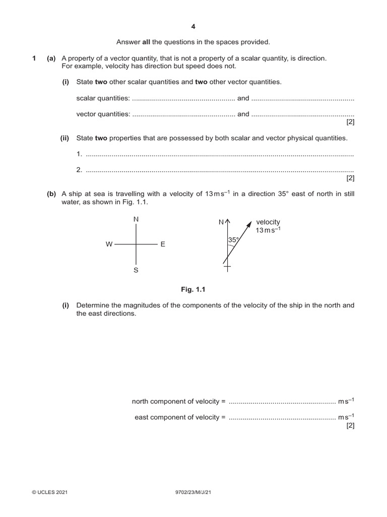 AS&A Level 9702 - 23 Physics Jun21 | PDF | Euclidean Vector | Weighing ...