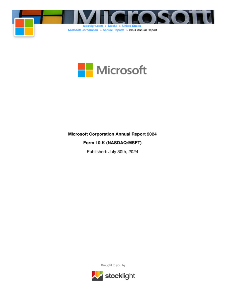 Microsoft 2024 Annual Report Summary | PDF | Cloud Computing ...