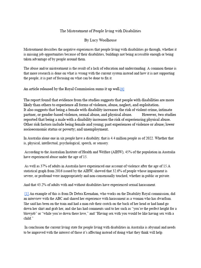 The Mistreatment of People Living With Disabilities | PDF | Violence ...