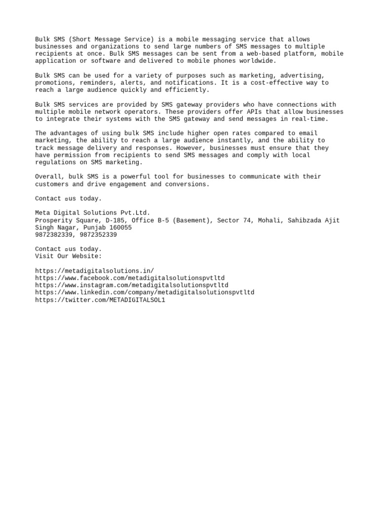 BUlk SMS | PDF