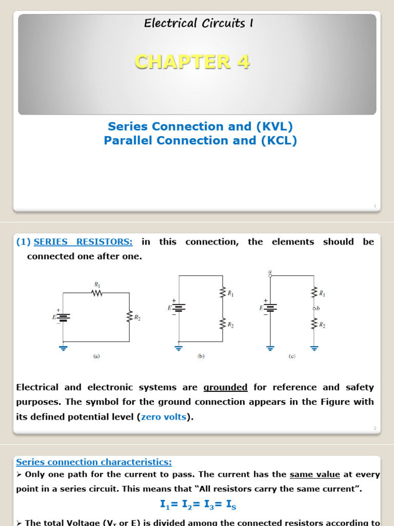CH 4 - Series Parallel Connections KVL and KCL | PDF | Series And Parallel Circuits | Resistor