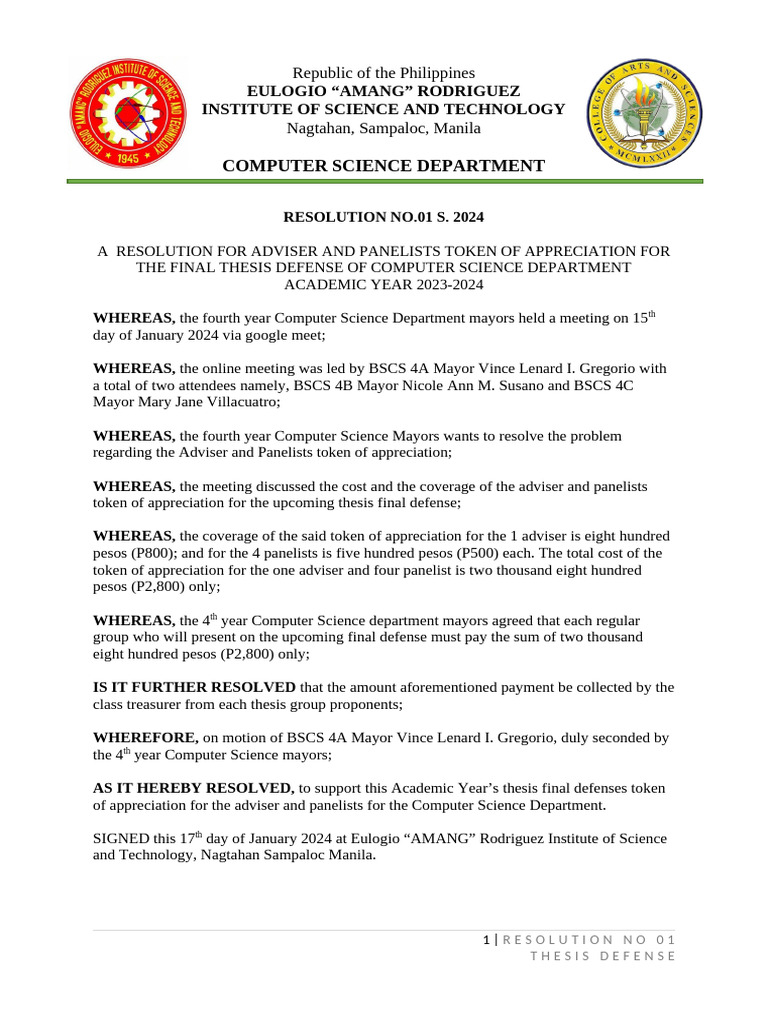 Thesis Reso 4th Year | PDF