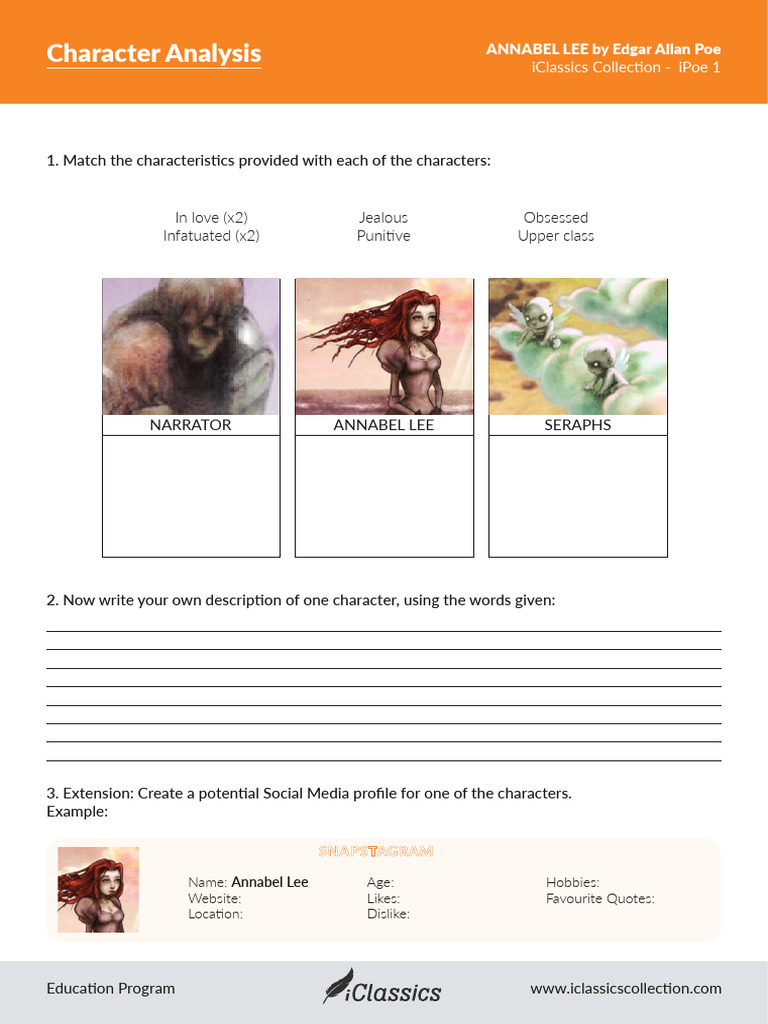 Character Analysis of Annabel Lee | PDF | Poetry