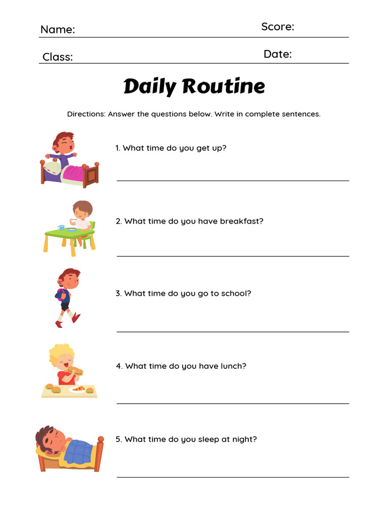 Daily Routine Woksheet | PDF | Career & Growth | Language Arts & Discipline