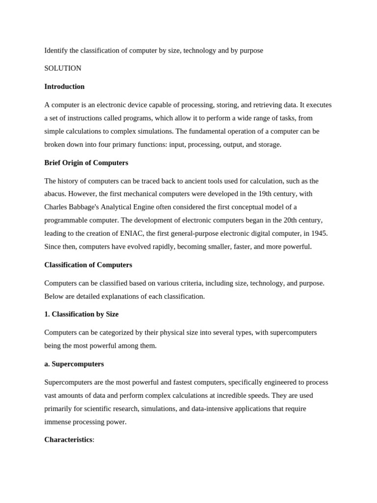 Identify The Classification of Computer by Size | PDF | Personal ...