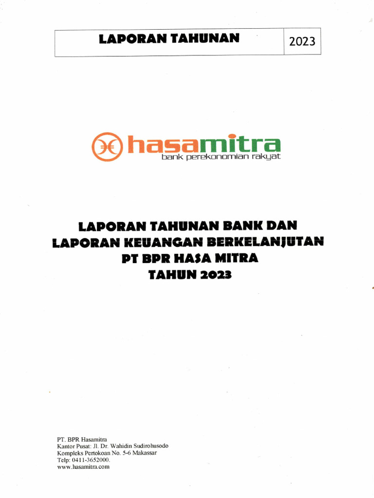 Laporan Keuangan Berkelanjutan 2023 BPR Hasamitra | PDF | Karier ...