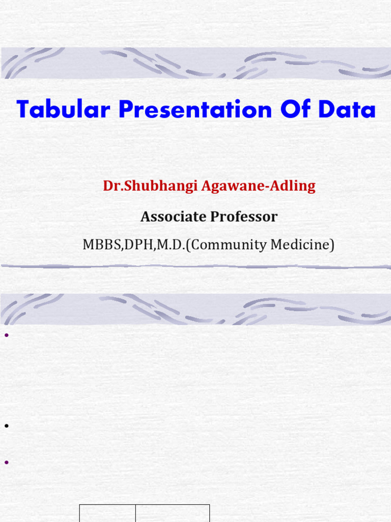 2 TW Tabular Presentation of Data DR Shubhangi | PDF | Data