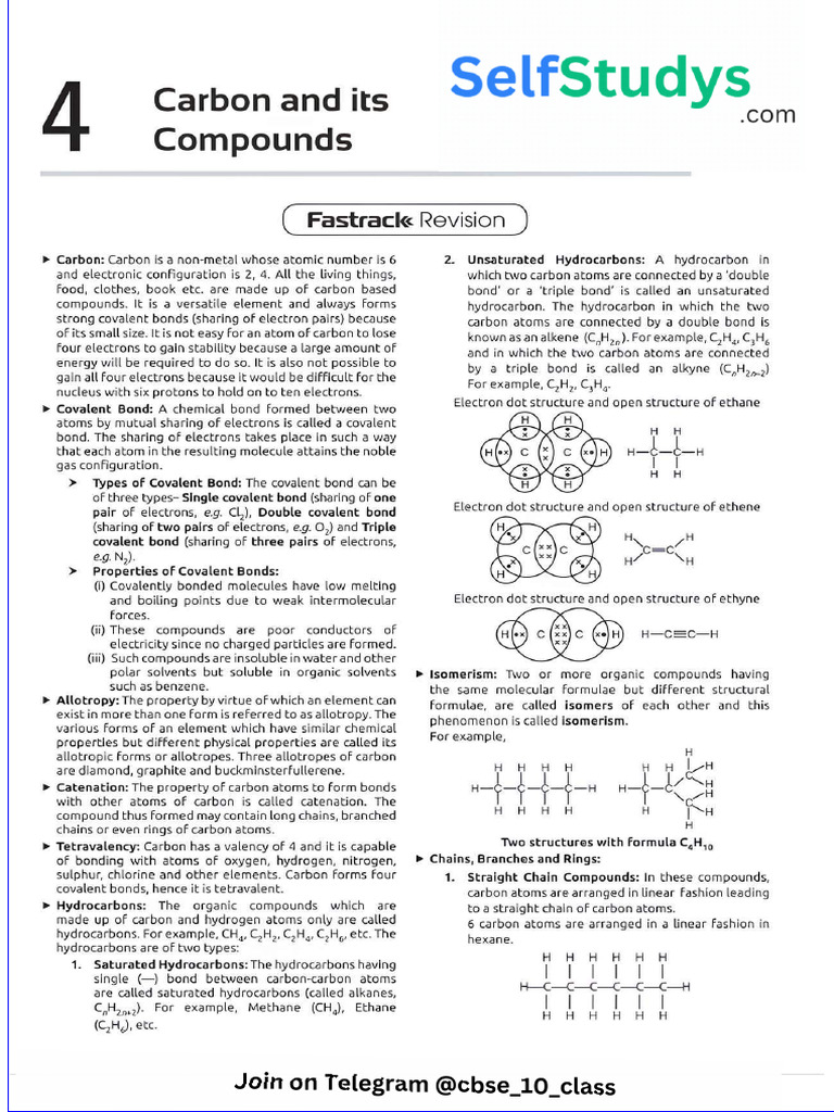 Class 10 Carbon and Its Compounds | PDF