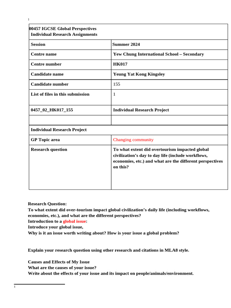 IR Essay Template Kingsley | PDF | Tourism | Airlines