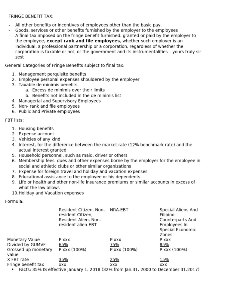 Fringe Benefit Tax Tutorials | PDF | Employee Benefits | Expense