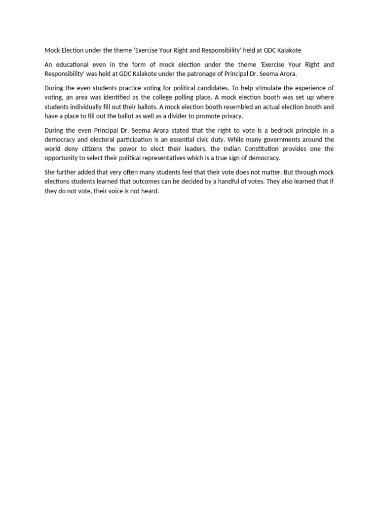 Exercise Your Right and Responsibility | PDF