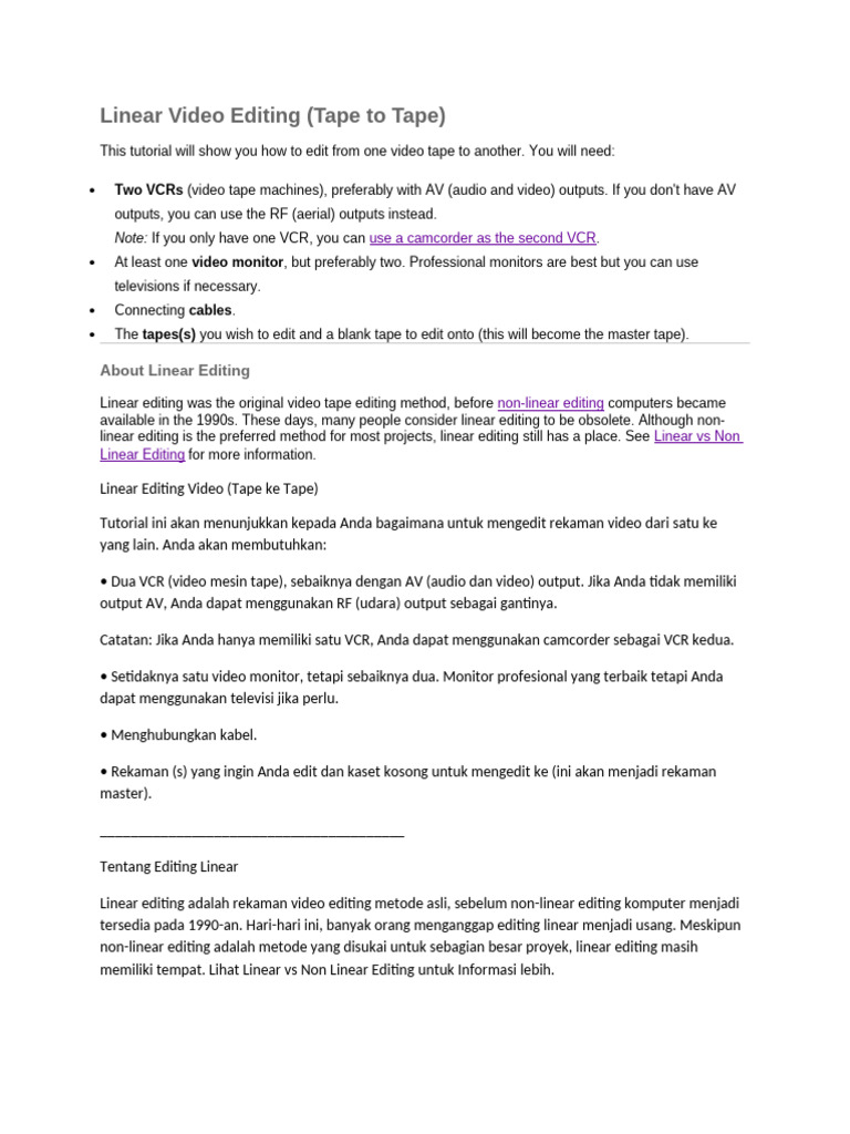 Linear Video Editing | PDF