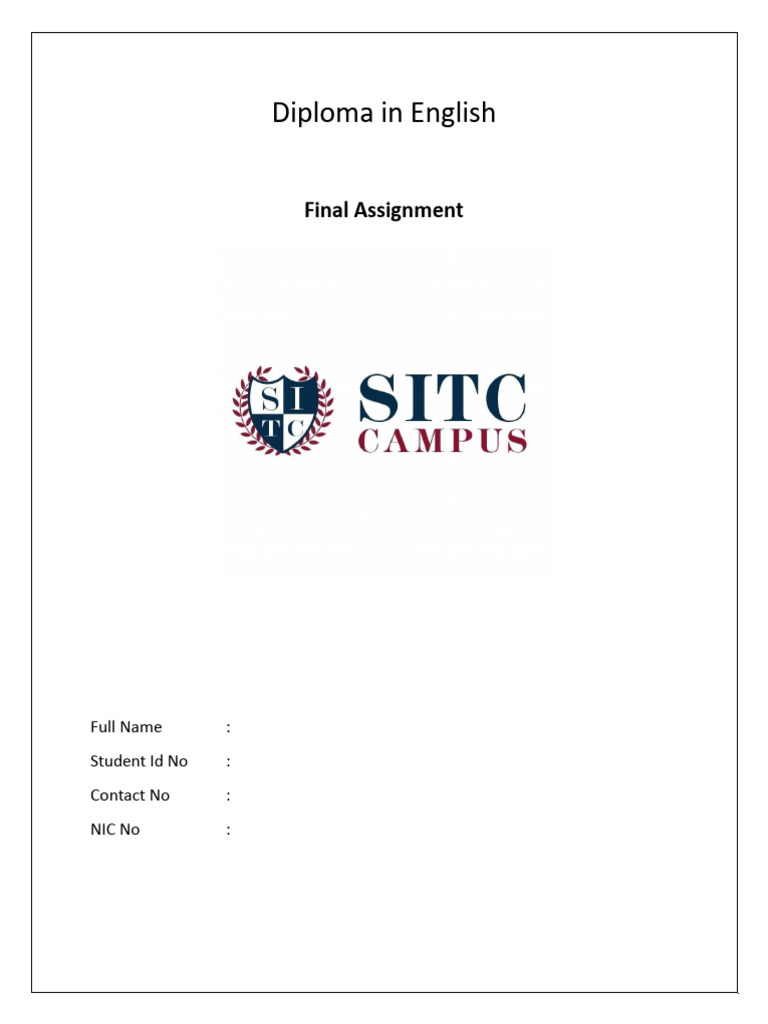 English Assignment Cover Page - 014715 | PDF