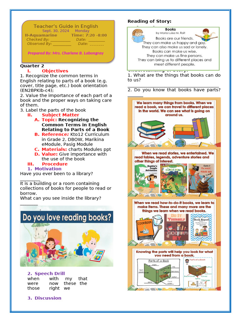 DLP English2 Q2 Week1 | PDF | Books | Book Design