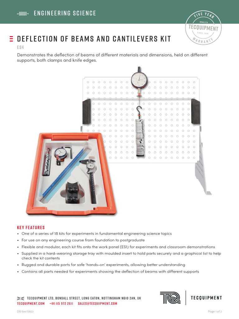 ES4-Deflection-of-Beams-Datasheet | PDF | Structural Analysis | Mechanical Engineering