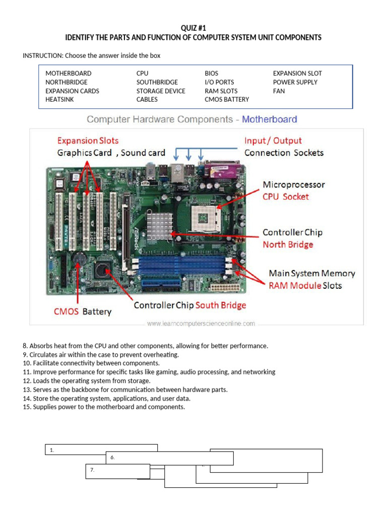 Q2.1 - Components of System Unit | PDF | Games & Activities ...