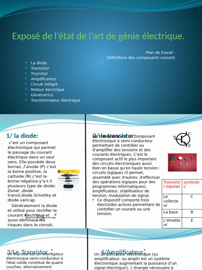 Exposé de L'art de Génie Électrique | PDF | Diode | Générateur électrique