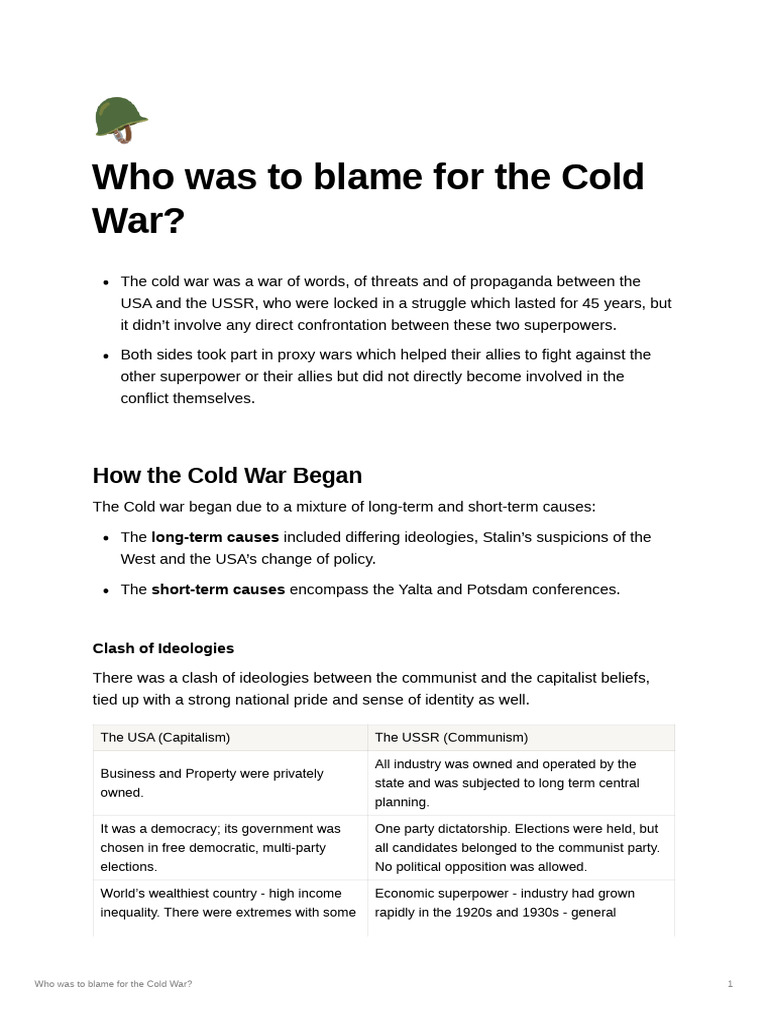 Who Was To Blame For The Cold War | PDF | Soviet Union | World Politics