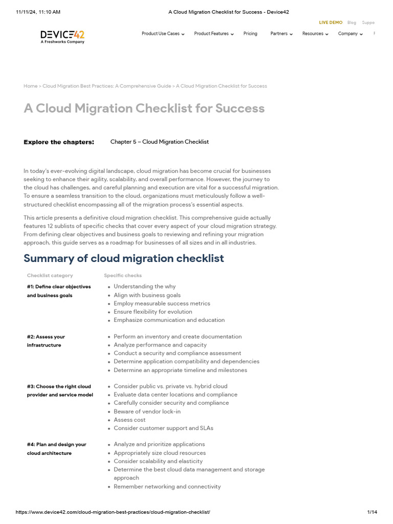 Essential Cloud Migration Checklist | PDF | Cloud Computing | Disaster ...