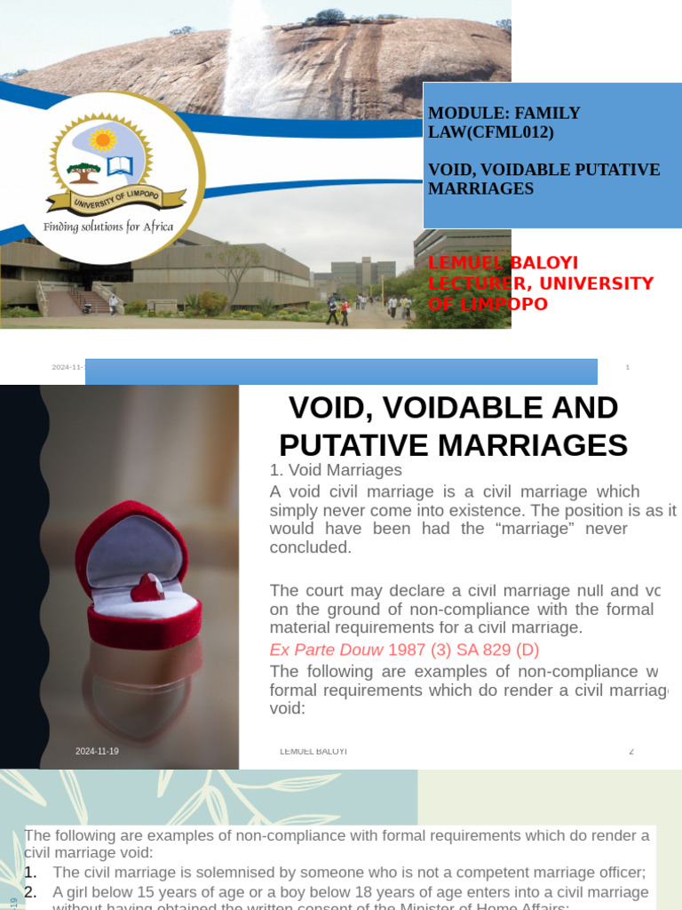 Ch4-Void, Voidable and Putative Marriages 2024 | PDF | Annulment | Marriage