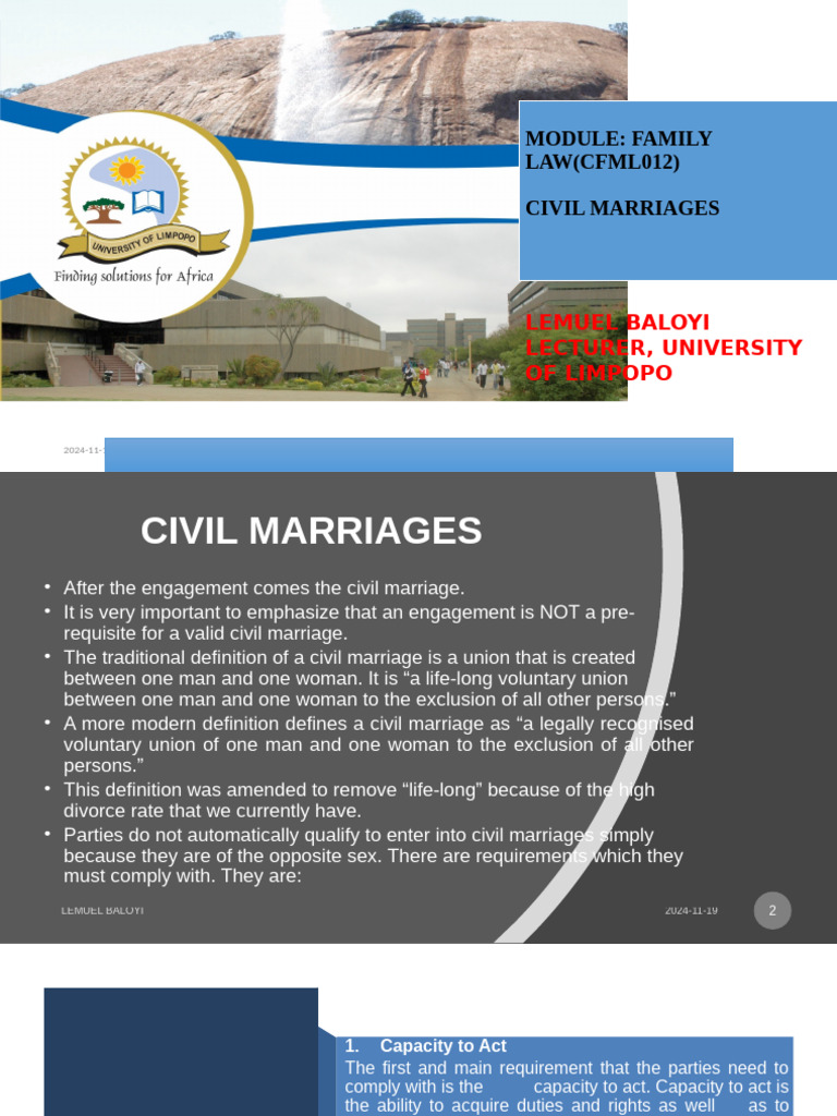 Ch3-Civil Marriages 2024 | PDF | Marriage | Misrepresentation