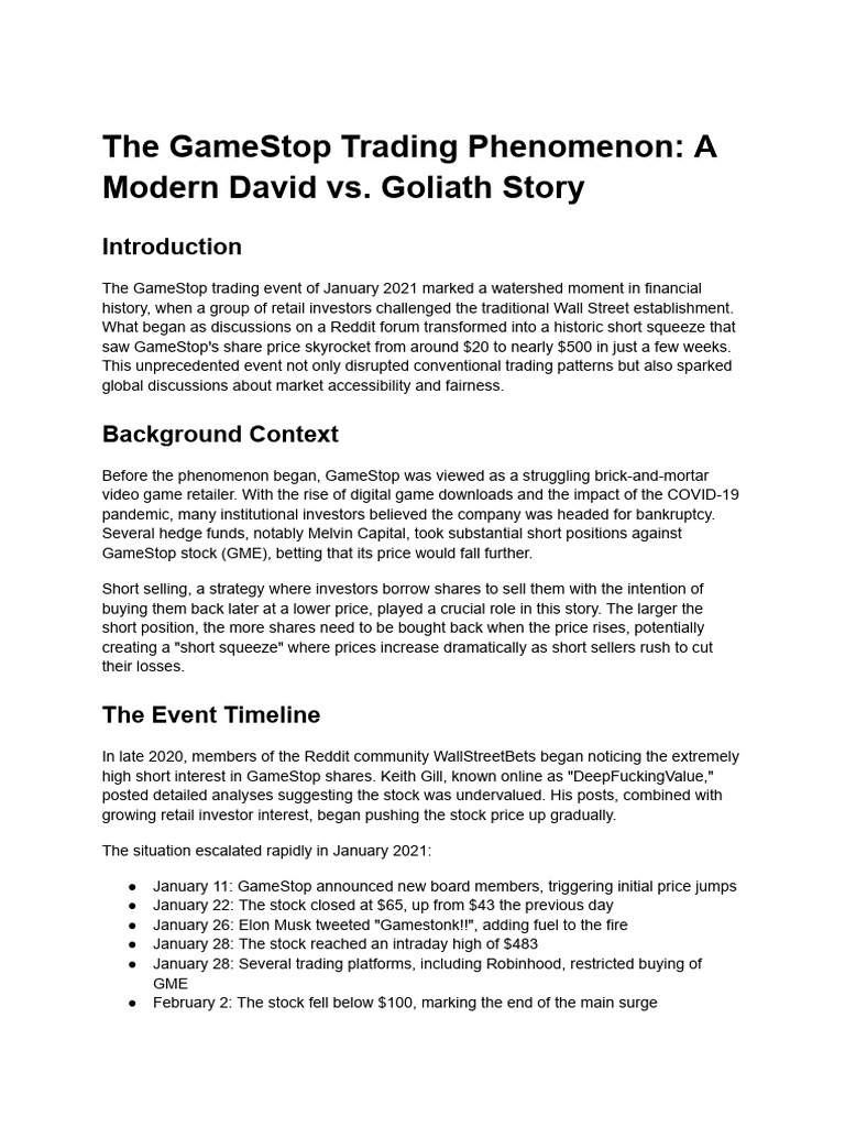 GameStop Stock Surge Explained | PDF | Short (Finance) | Financial Markets