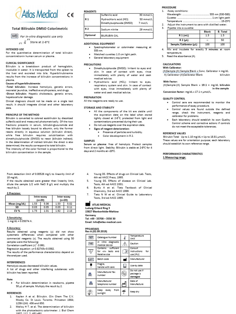 PPI1443A01 Total Bilirubin DMSO Method | PDF | Science & Mathematics