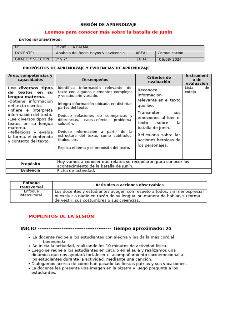 Aprendiendo sobre la Batalla de Junín | PDF | Operaciones militares ...