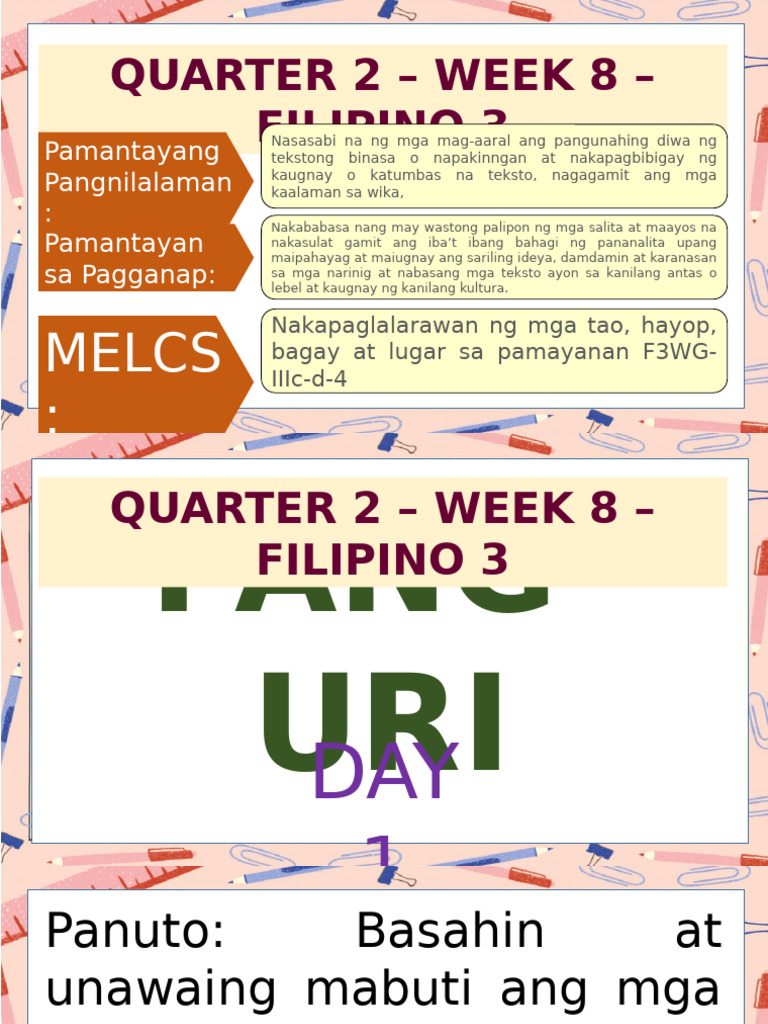 Q2 Filipino 3 PPT Week 8 | PDF