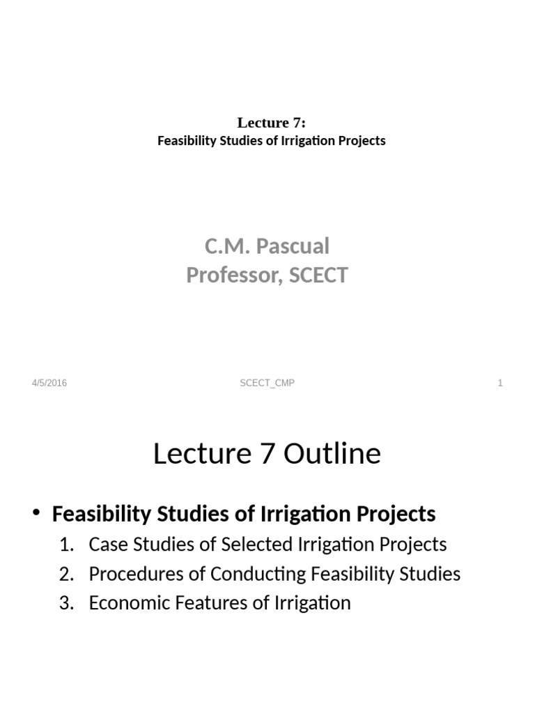 Lect7 - Feasibility Study | PDF | Irrigation | Agriculture