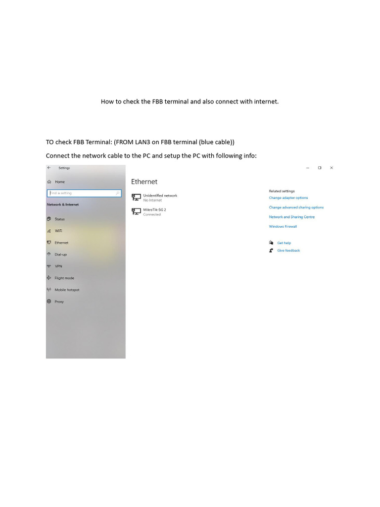 How To Check The FBB Terminal and Also Connect With Internetb | PDF