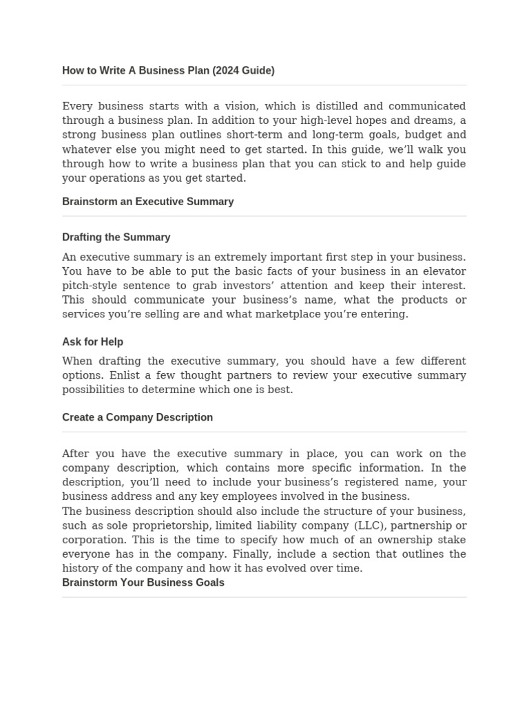 How To Write A Business Plan | PDF | Limited Liability Company | Business