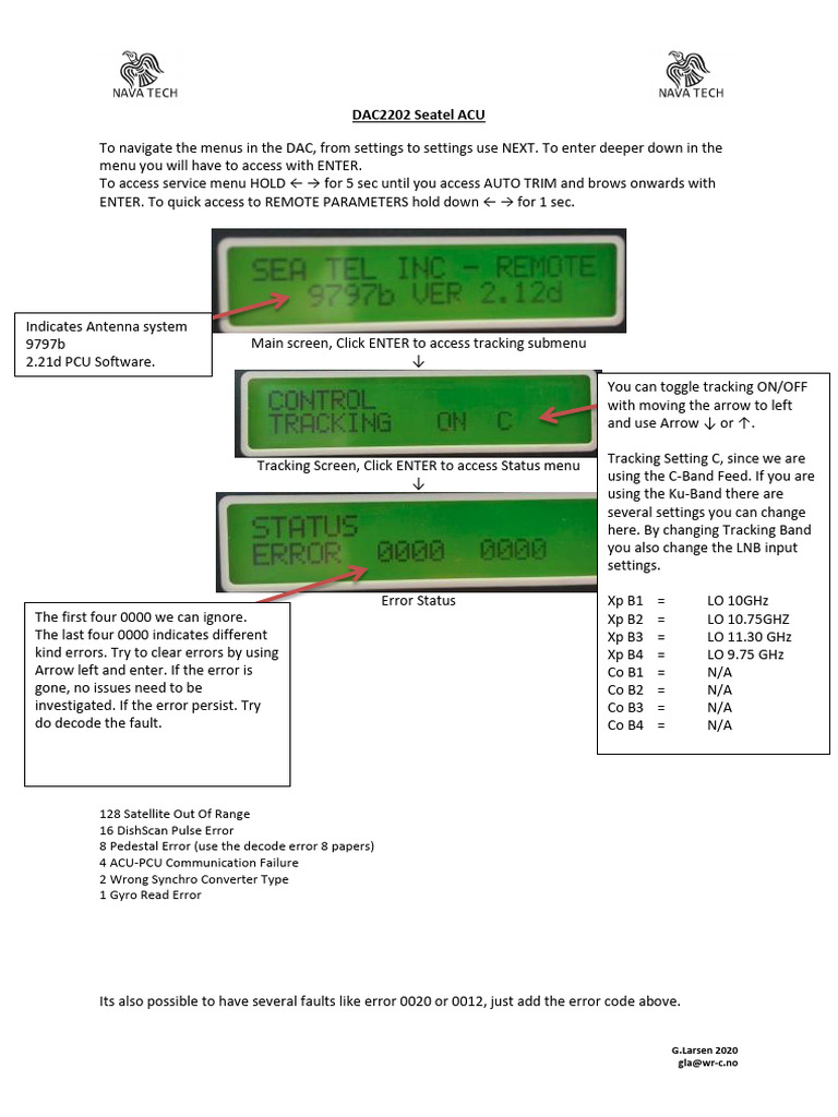 dac2202 seatel ACU 1.3 | PDF | Menu (Computing) | Global Positioning System
